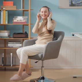 HOMCOM otočná židle, výškově nastavitelná otočná židle, akcentní židle v retro designu, polohovací křeslo s opěradlem do obývacího pokoje, lněné, šed…