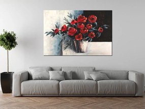 Gario Ručně malovaný obraz Růže ve váze Rozměry: 120 x 80 cm