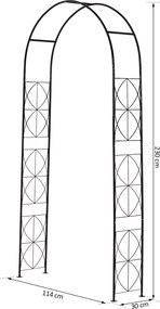 Outsunny oblouková mřížka pro výsadbu zahradní oblouková střecha kovová černá 114 x 30 x 230 cm pro popínavé rostliny a dekorace | Aosom.de