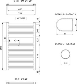 Aqualine ALYA otopné těleso rovné 450 x 803 mm chrom LLR101
