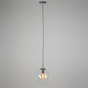 Skandinávská závěsná lampa chrom s čirým sklem - Ball 30