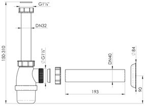 Bruckner umyvadlový sifon 5/4 DN40 bílá 151.109.0