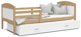 Dětská postel MATYAS P2 90x200 cm s borovicovou konstrukcí v bílé barvě s přistýlkou