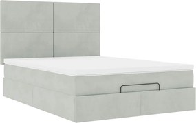 Osmanský rám postele s matracemi světle šedá 140x190cm samet 3313397