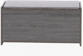 botník, 2 patrový, sedací, s polstrováním, kompozitní dřevo/látka, 43x80x28 cm, šedá, Dekorino BB20260038