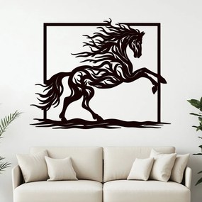 dřevo života Dřevěný obraz HORSE Zvolte rozměr (cm): 60x47, Zvolte barvu dekoru: Černá