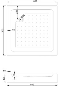 Mexen Rio čtvercový sprchový kout 80 x 80 cm, Vzor jinovatky, Chromovaná + sprchová vanička Rio, Bílá - 860-080-080-01-30-4510