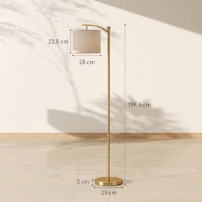 HOMCOM Stojací lampa, nastavitelné možnosti osvětlení, nožní spínač, dálkové ovládání, kov, zlatá