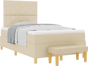 Postel s boxspringem s čelo Krémová 200 x 120 cm textil 3344371
