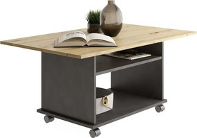 FMD Konferenční stolek s kolečky ové dřevo [428688] Barva: Hnědo-černá