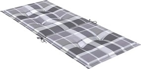 Podušky na židli vysoké opěradlo 6 ks šedé kárované 120x50x3 cm 314130