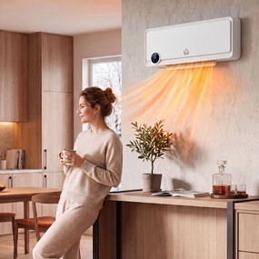 HOMCOM Topný ventilátor na stěnu 2000W s dálkovým ovládáním, 3 režimy provozu, LED displej, 12hodinový časovač 820-252V90WT