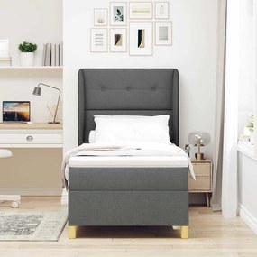 Postel s boxspringem s čelo Tmavě šedá 200 x 90 cm textil 3340733