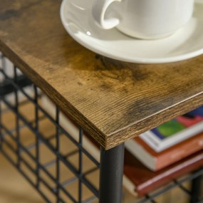 HOMCOM Kuchyňský vozík Servírovací vozík s pracovní deskou a 2 úložnými koši, otočná kolečka o 360°, rustikálně hnědý, 40x30x62 cm | Aosom.de