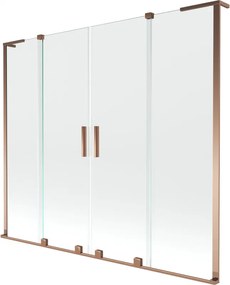 Mexen Velar L Duo, 2-křídlová posuvná vanová zástěna 170 x 150 cm, 8mm čiré sklo, růžové zlato, 896-170-003-02-60
