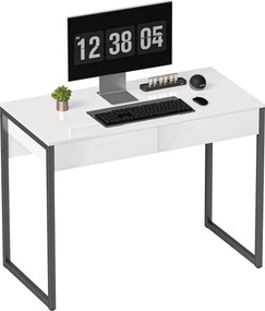 HOMCOM počítačový stůl 100 x 50 cm – 2 zásuvky, ocelový rám, kompaktní do domácí kanceláře, černý | Aosom