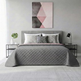 Tutumi Inez, oboustranný prošívaný přehoz 220x240 cm, tmavě šedá-růžová, NAZ-08510