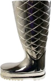 Designový kovový stojan na deštníky ve tvaru holínky stříbrný – 45 cm