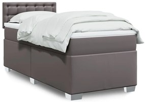 Box spring postel s matrací šedá 90x200 cm umělá kůže