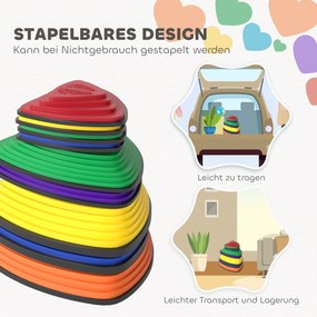 AIYAPLAY sada 9 nášlapných kamenů, protiskluzový design, pro interiér i exteriér, stohovatelné, barevné