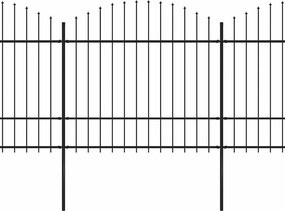 Zahradní plot s kopím nahoře ocelový 1673 x 175 cm černý 277748