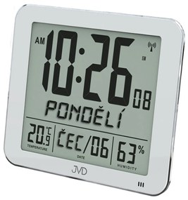 Velké rádiem řízené digitální hodiny s budíkem JVD stříbrné DH9335.1
