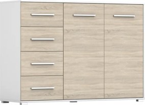 IDZ Komoda FRIDA 2D4S 01, 135 cm Dub Sonoma / Bílá