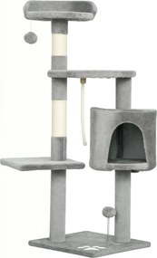 Strom pro kočky PawHut s více vybavením - škrabadla, platformy, skrýš, lanové hračky 40D x 40Š x 114V cm Šedý | Aosom
