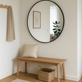 Kulaté zrcadlo NOOR, kovový rám, černá barva, Ø 80 cm
