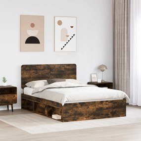Rám postele Kouřový dub 140 x 190 cm Masivní borové dřevo 3412492
