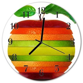 Nástěnné hodiny obrazové na skle - Jablko mix