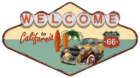 Kovová nástěnná cedule Welcome To California - 49*1*27 cm