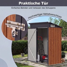 Costway Zahradní přístřešek kovový 1,5 m³ kůlna na nářadí s pultovou střechou