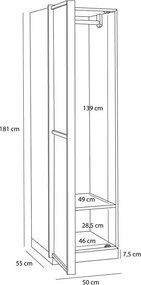 Skříňka v dekoru dubu v přírodní barvě 50x181x55 cm Kura – Hübsch