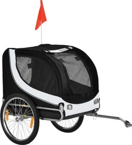 PawHut Psí Přívěs na Kolo Transportér pro Zvířata Bílá+Černá 130 x 73 x 90 cm | Aosom
