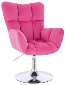 LuxuryForm DESIGN Otočné křeslo AURORA VELUR na stříbrném talíři - tmavě růžové