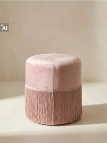 Sinsay - Puf s ozdobnými třásněmi - pastelová růžová