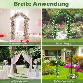 Costway Rose Arch Kovový zahradní oblouk pro popínavé rostliny Trellis – černý