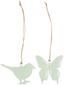 IB LAURSEN Kovová ozdoba Bird/Butterfly Green Tea Motýl, zelená barva