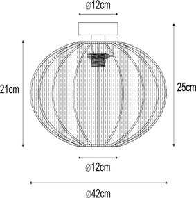 Stropní svítidlo Japandi zelené s textilním stínítkem - Bida