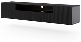 Závěsný TV stolek Nicole 200 cm s výklenkem - černá / černý mat