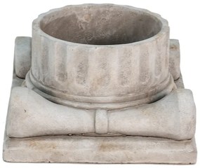 Cementový květináč ve tvaru hlavice antického sloupu Dórský – 24x23x14 cm