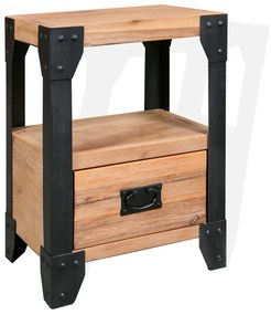 vidaXL Noční stolek, masivní akáciové dřevo a ocel, 40 x 30 x 54 cm