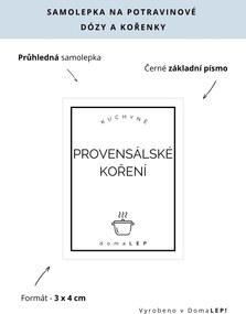 Samolepka na kořenky PROVENSÁLSKÉ KOŘENÍ průhledná 3 × 4 cm základní písmo