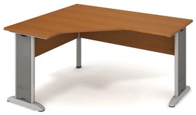 Stůl ergo lomený pravý 160×120/60 cm - Hobis Cross CEV 60 P Dekor stolové desky: třešeň, Dekor lamino podnože: třešeň, Barva nohou: Stříbrná