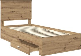 Rám postele s čelo Artisanový dub 90 x 190 cm Kompozitní dřevo 3411367