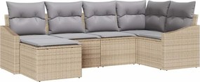 Set pohovek 6 ks Béžová polyratan 3346790