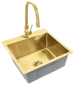 Rea Leo, 1-komorový ocelový dřez 500x450x185 mm, zlatá matná, ZLE-06004