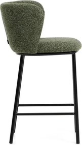 Tmavě zelená čalouněná barová židle (výška sedáku 65 cm) Ciselia – Kave Home