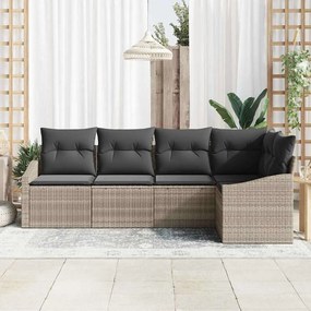 Set pohovek 5 ks Světle šedá polyratan 3346722